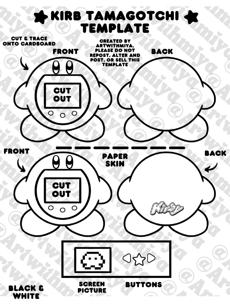 (Free) Kirb X Kawaii Character's Tamagotchi Templates! - 2 | PDF