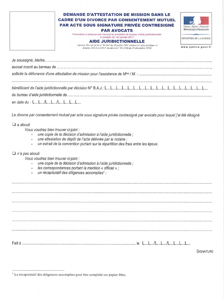 Demande d Attestation Divorce Par Consentement.original | PDF