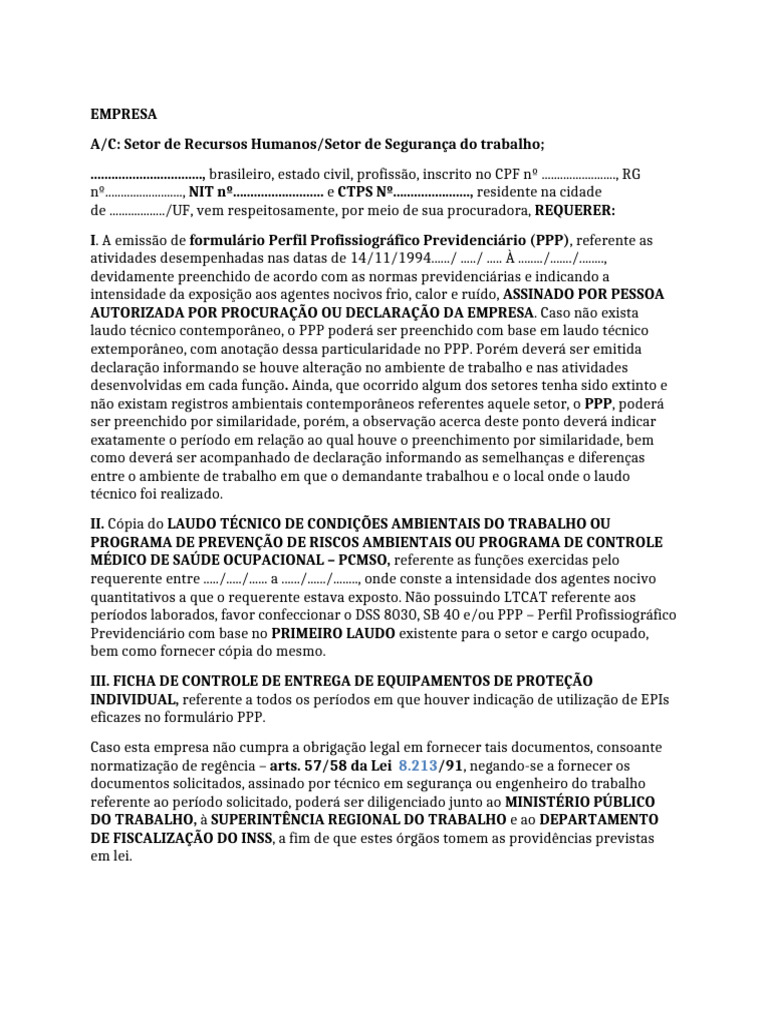 Modelo de Pedido de PPP | PDF