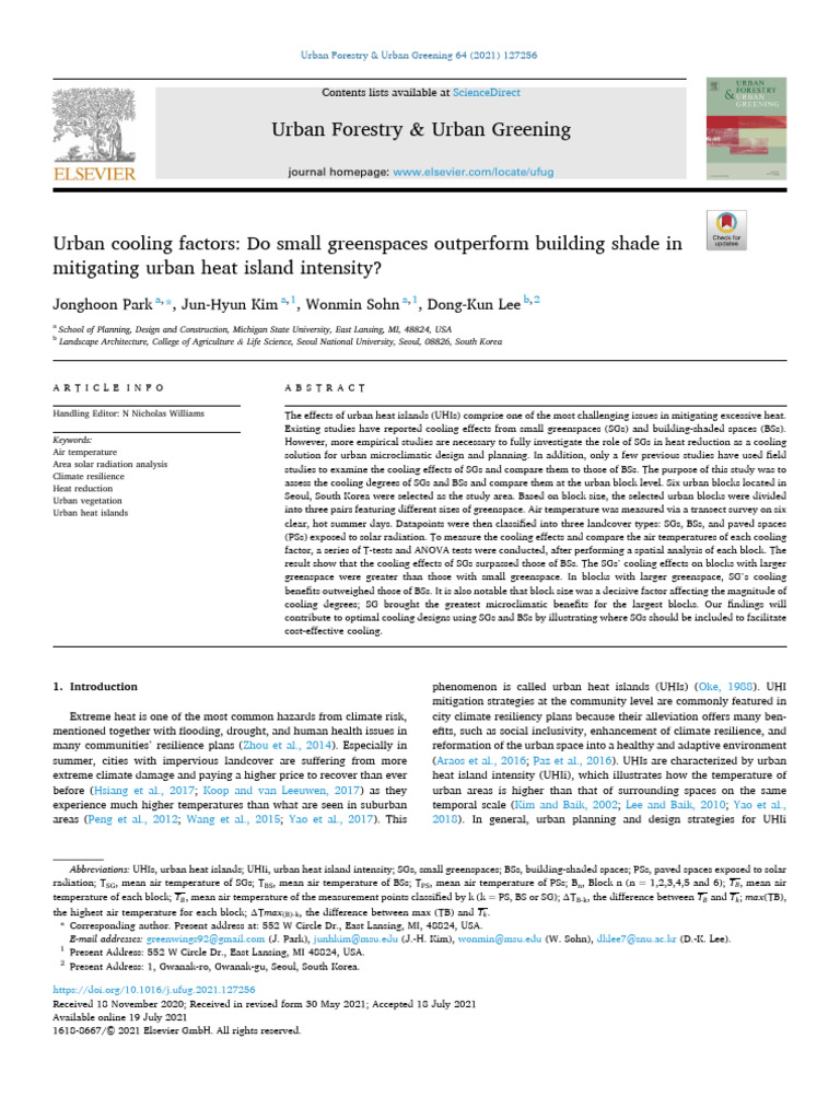 small greenspaces | PDF | Earth Sciences | Physical Geography