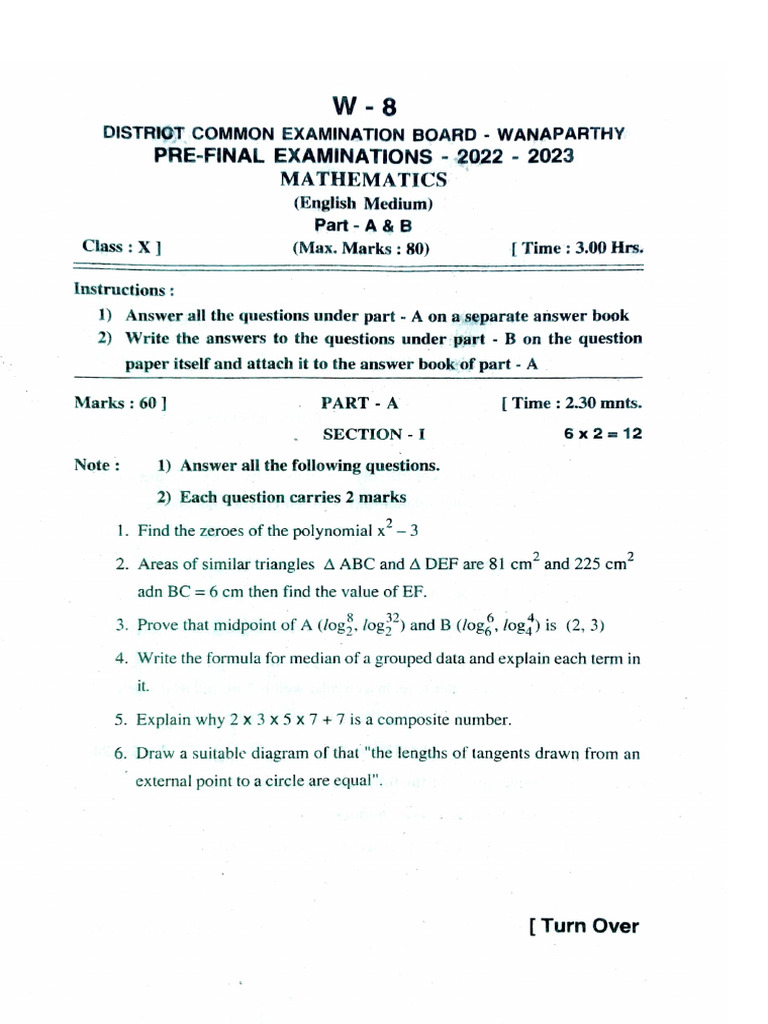 All Districts Maths Pre Final-2 | PDF | Triangle | Area