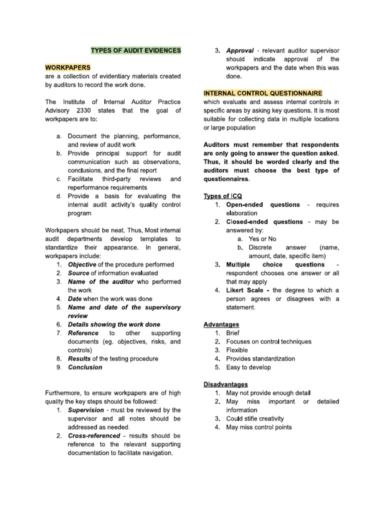 Types of Audit Evidences | PDF