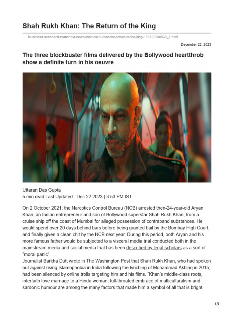 Shah Rukh Khan The Return of The King | PDF