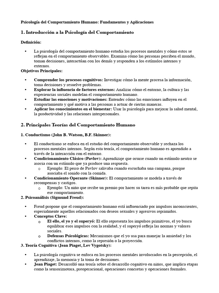 Psicología Del Comportamiento Humano - Fundamentos y Aplicaciones | PDF | Sicología | Behaviorismo