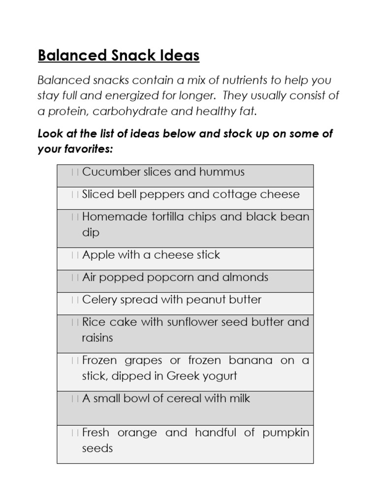 2.3 Balanced Snack Ideas | PDF