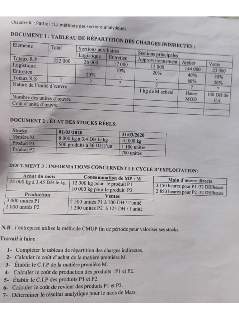 Exercice Sur Compta Analytique 02 | PDF
