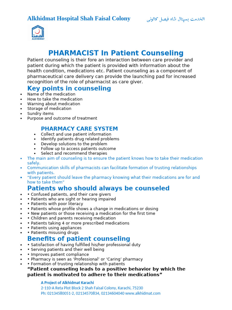 PHARMACIST in Patient Counseling | PDF | Pharmacy | Pharmacist
