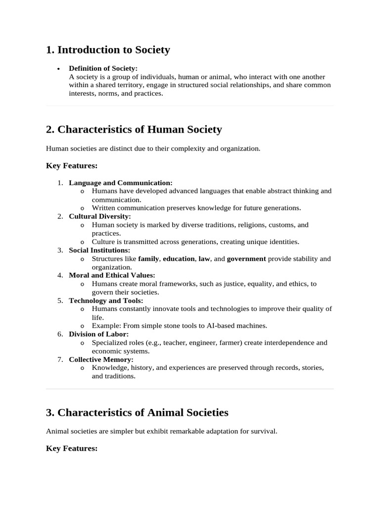 Human and Animal Societies Compared | PDF | Society | Communication