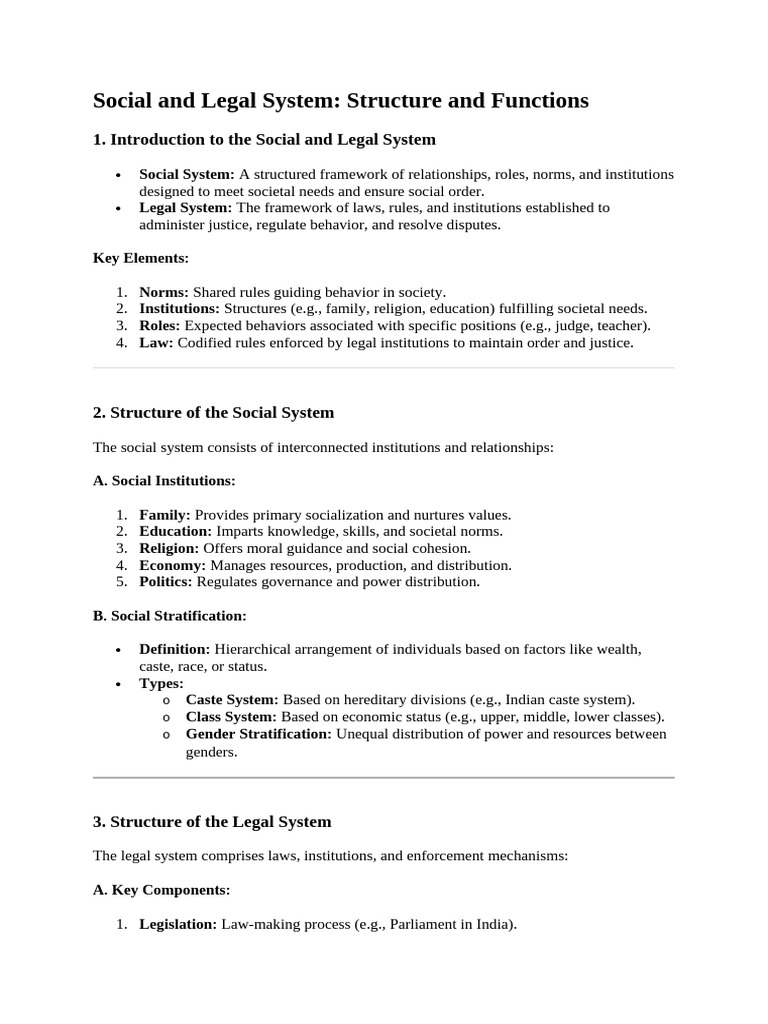 Social & Legal Systems Overview | PDF | Institution | Society