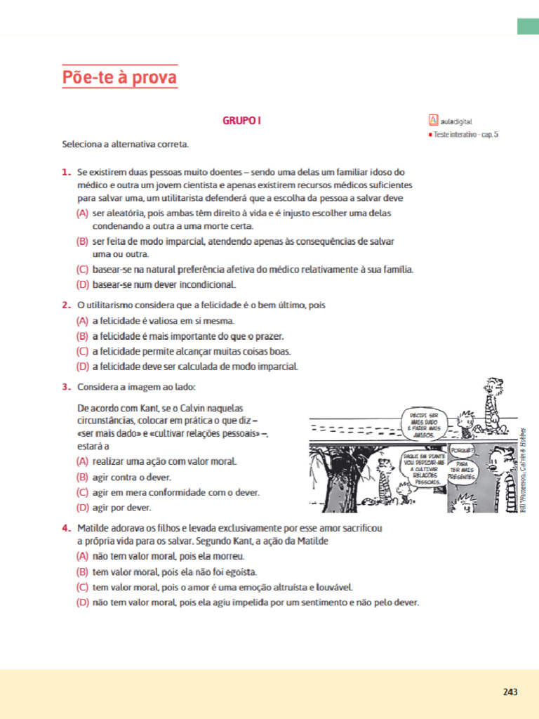 Soluções Dúvida Metódica 10 e 11 Ano | PDF | Utilitarismo | Psicologia