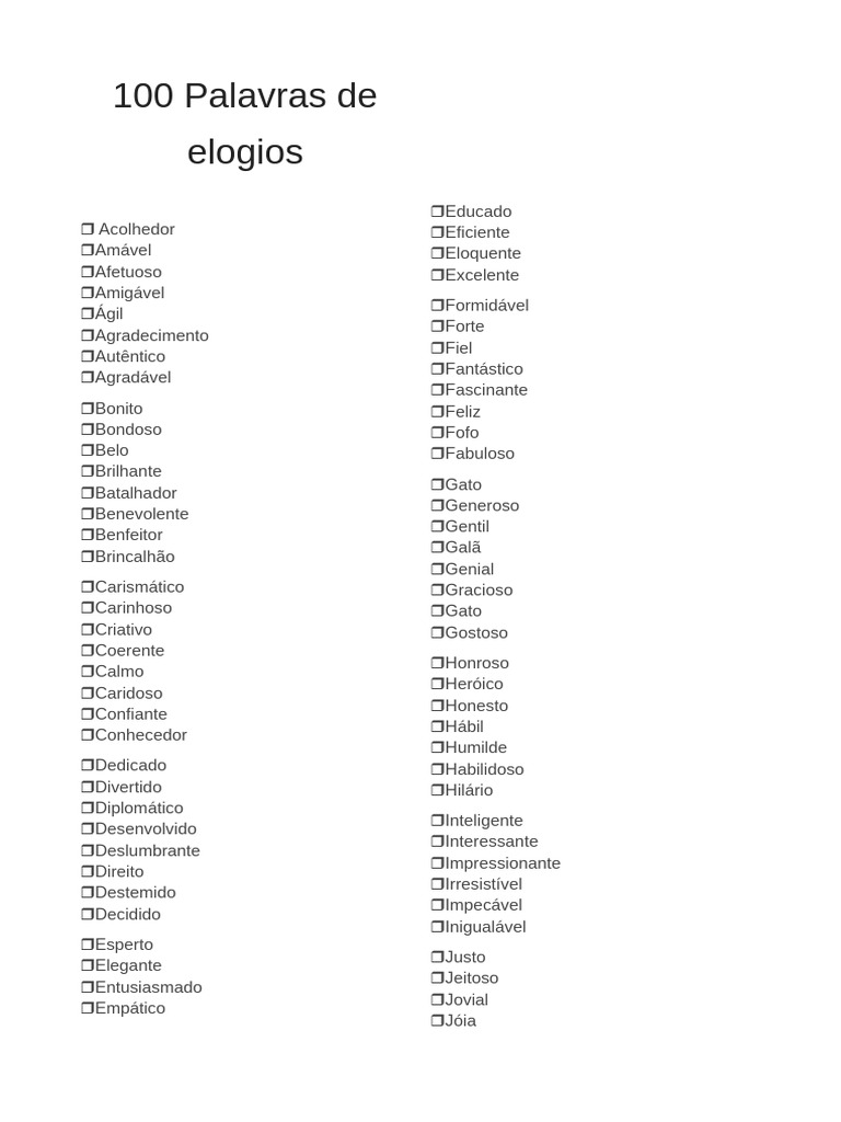 Lista de Elogios | PDF