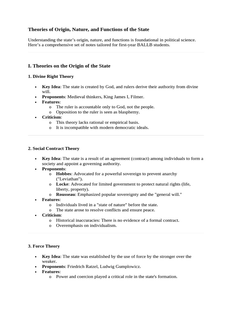 Theories of Origin | PDF | State (Polity) | Sovereignty