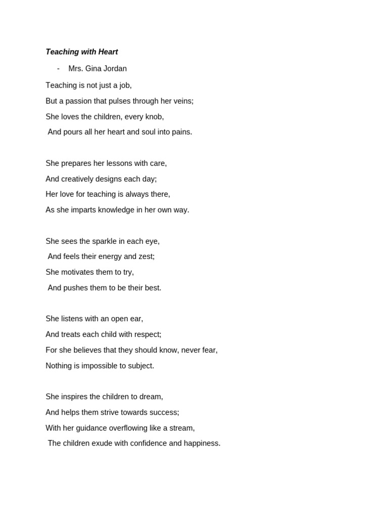 13 Poems For Teachers Day | PDF | Teachers | Love