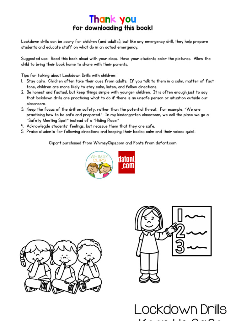Lockdown Drills School Safety Social Story Print Color Book-1 | PDF ...