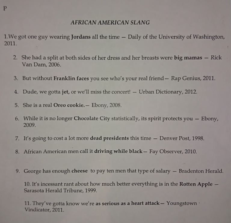 African American Slang 12.11 | PDF