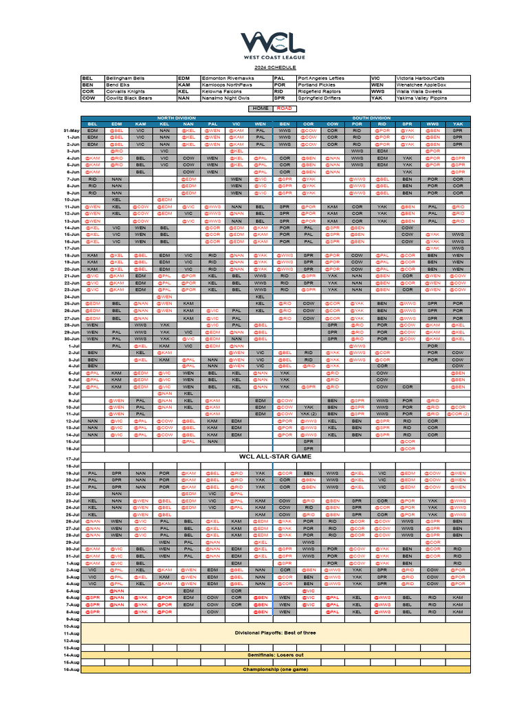 2024 WCL Official Schedule Updated | PDF