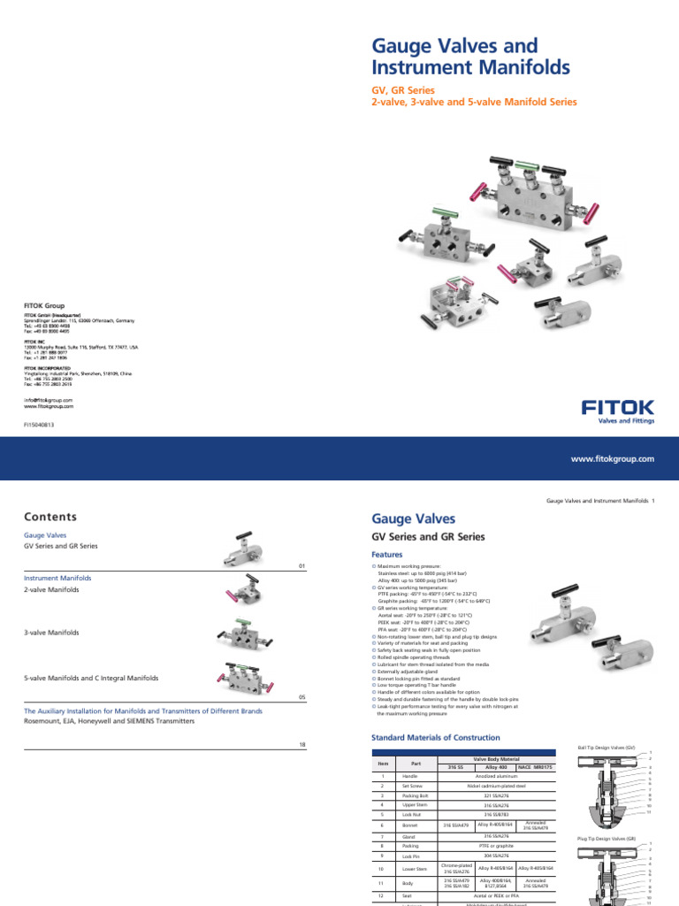Gauge Valves and Instrument Manifolds (130409) | PDF | Valve ...