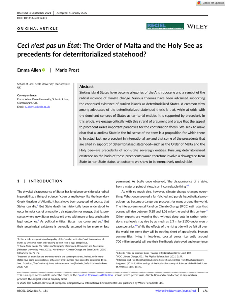 Deterritorialized Statehood Debate | PDF | International Law | Sovereignty