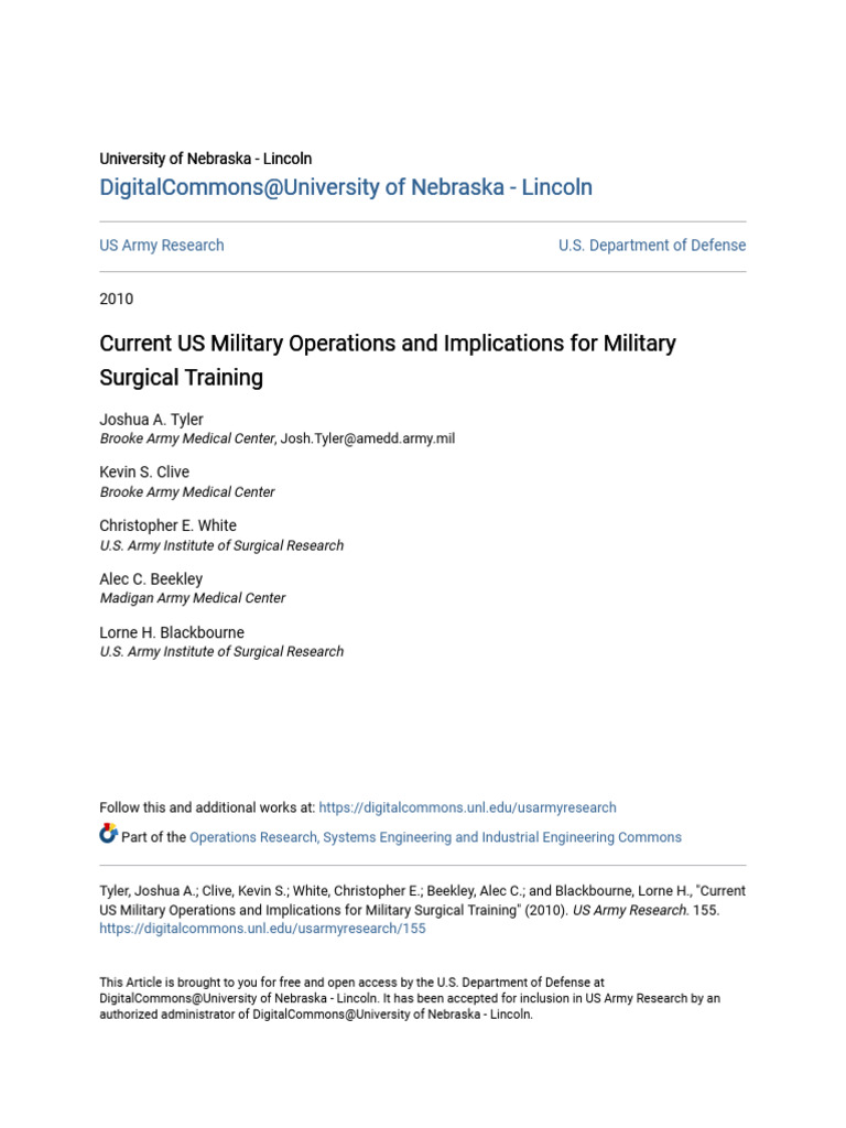 Current US Military Operations and Implications For Military Surg | PDF ...