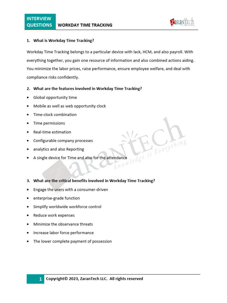 Workday Time Tracking Interview QA S 1729766768 | PDF | Working Time | Overtime