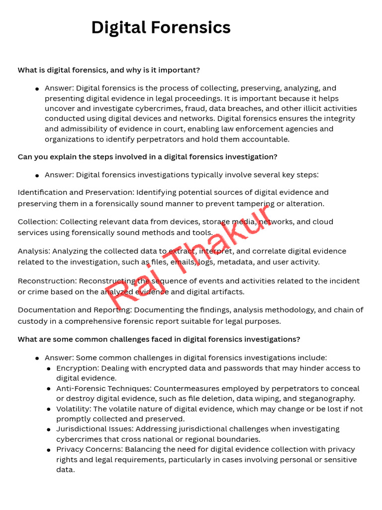 Digital Forensics Interview Questions | PDF | Digital Forensics | Computer Security