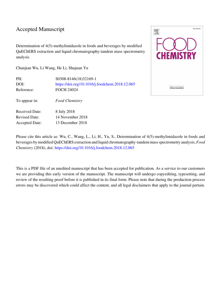 4MEI Chunjian 2018 QuEChERS | PDF | Electrospray Ionization | High ...
