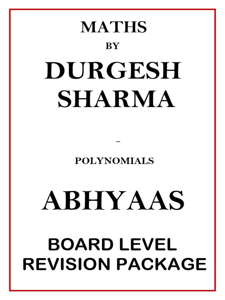 Polynomials Revision Package | PDF | Quadratic Equation | Polynomial