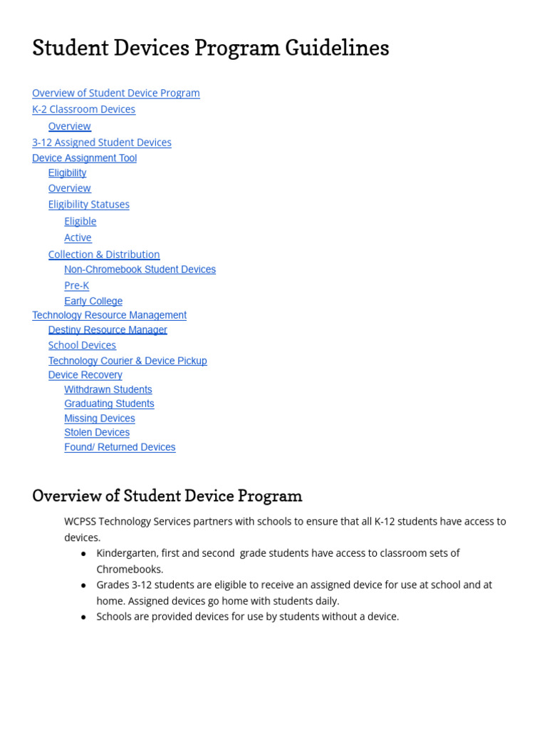 Student Devices Program Guidelines | PDF