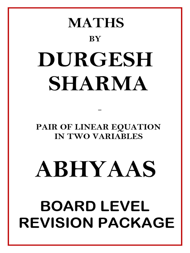 Linear Equation Revision Package | PDF | Equations | Area