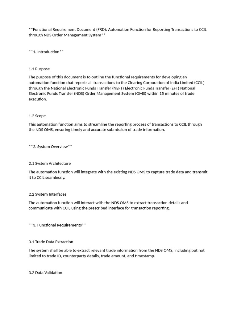 Functional Requirement Document - CCIL | PDF | Software Testing ...