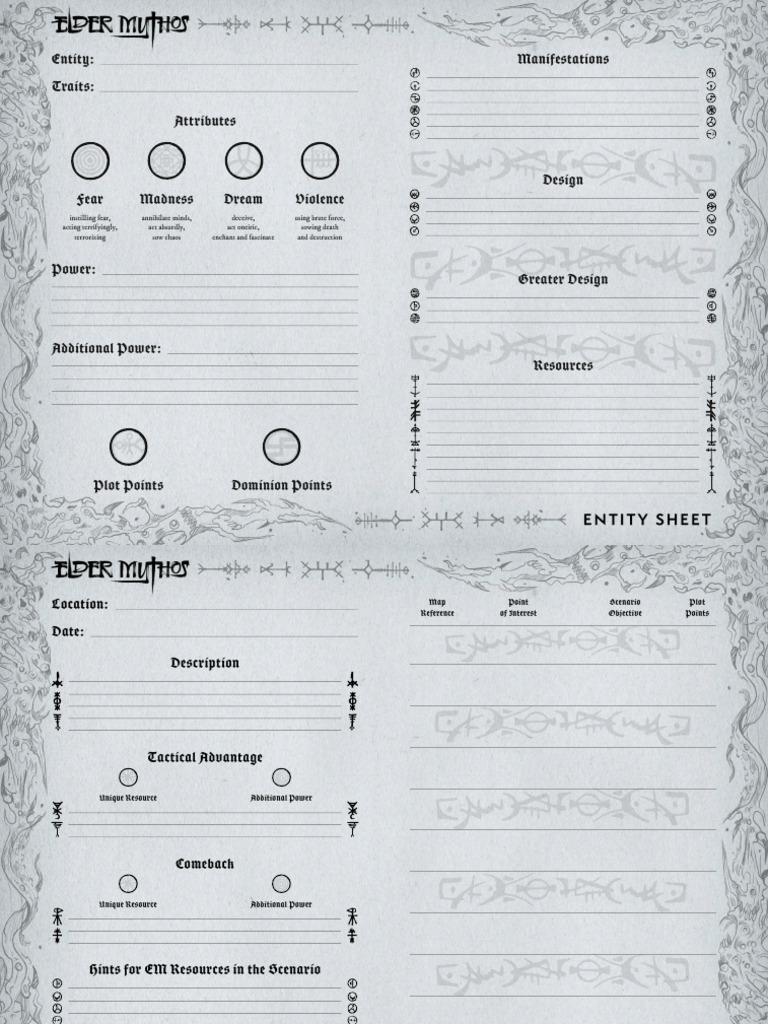 ENG PG Sheets Elder Mythos Digital Edition Mana Project Studio | PDF ...
