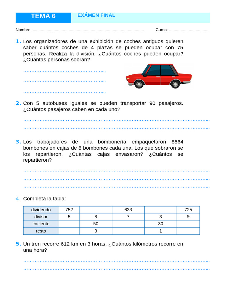 Matem 3 Ev Tema 06 | PDF | División (Matemáticas)