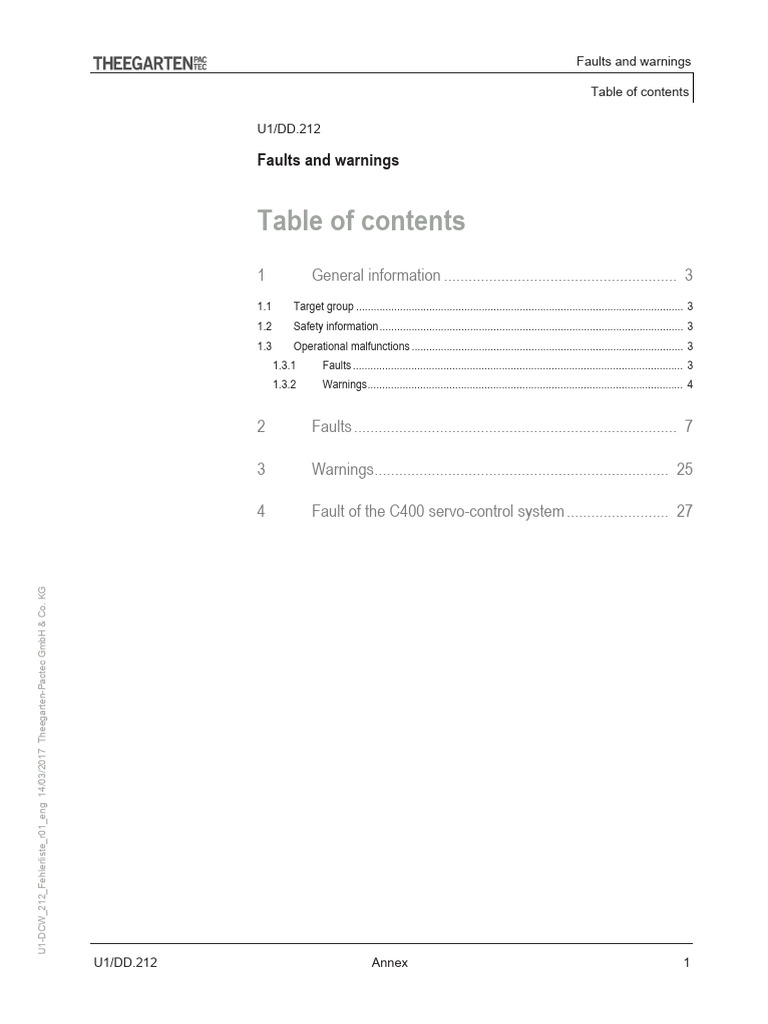 U1-DCW 212 Fehlerliste r01 Eng | PDF | Relay | Manufactured Goods