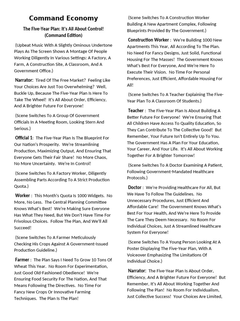 Command Economy Commercial Script | PDF