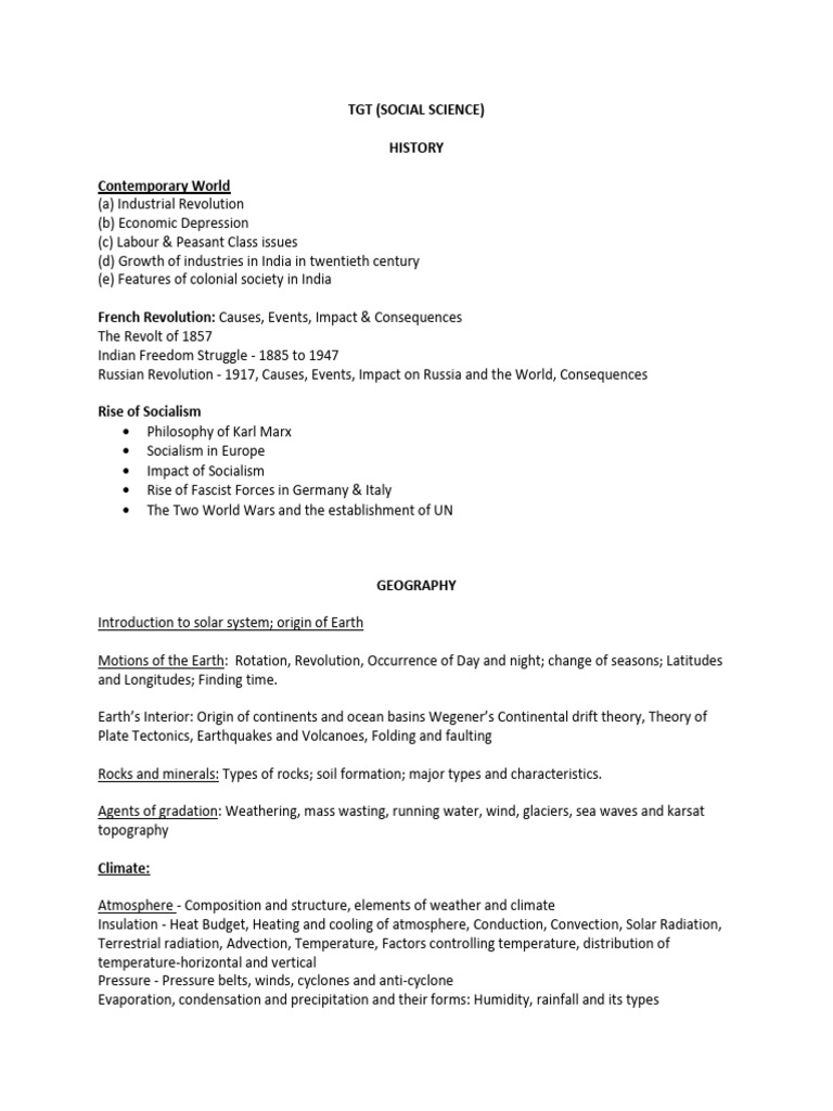 DSSSB TGT Social Science Syllabus 2024 | PDF | Earth | Climate