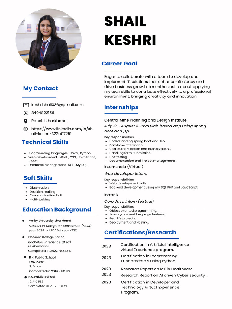 Shail updated CV | PDF | Web Development | Java (Programming Language)