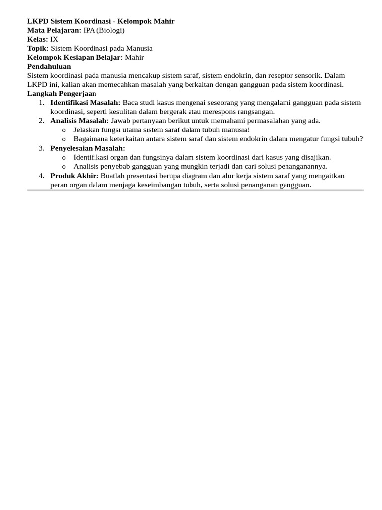 LK Untuk Siswa | PDF