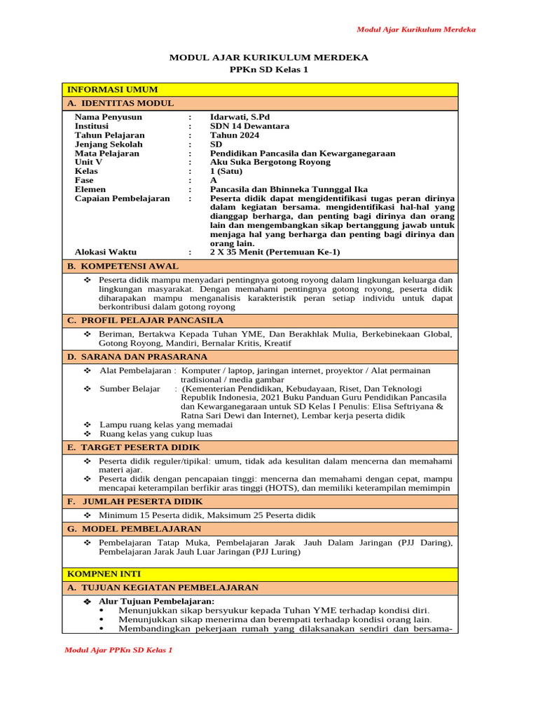 Modul Ajar PPKN BAB 5 | PDF