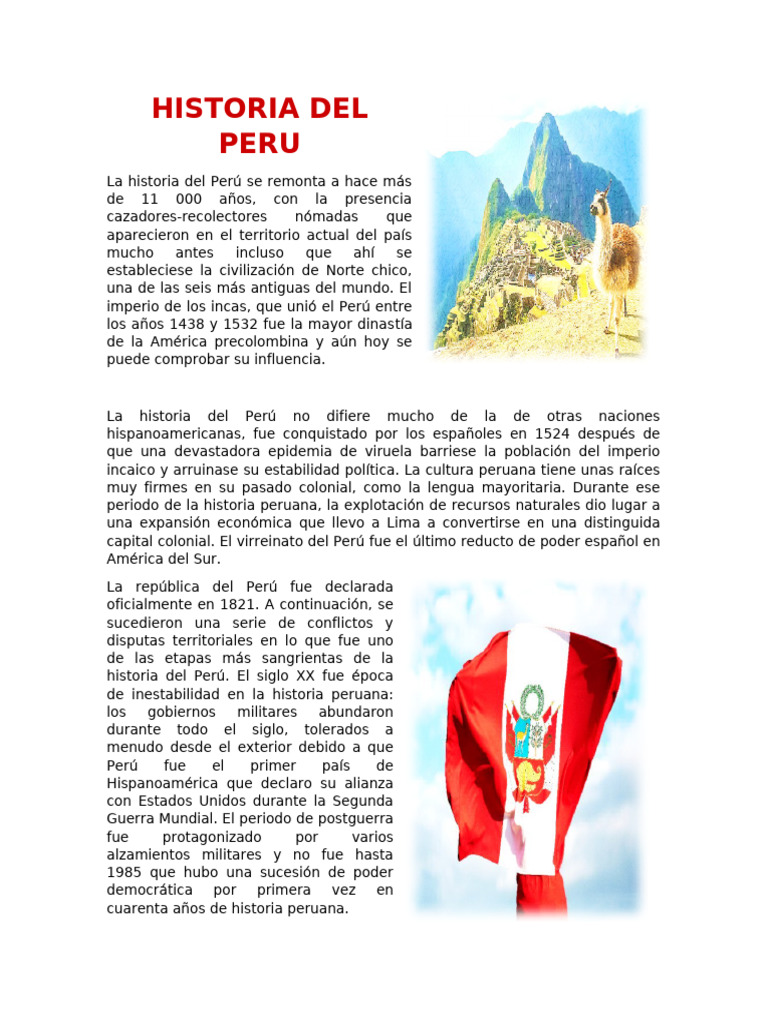 Historia del Perú: Desde los Incas hasta hoy | PDF