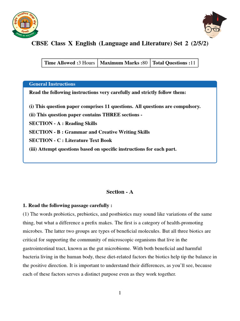 publicimageCBSE Class 10 English Question Paper 2024 Set 2 2 5 2 ...