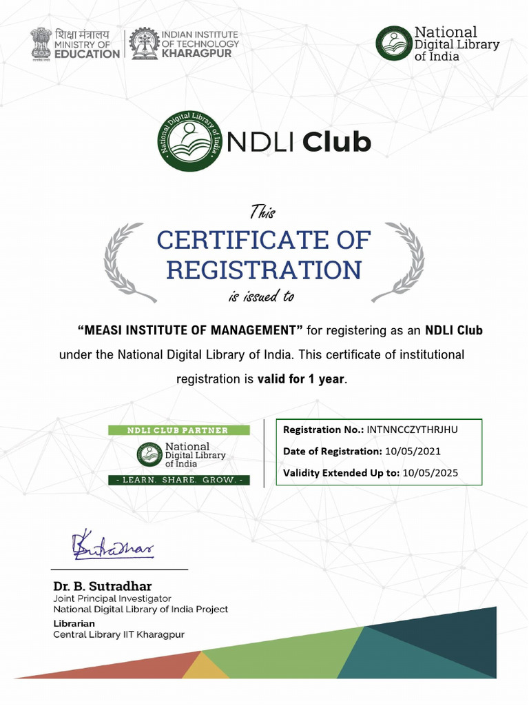 MEASI Institute NDLI Club Registration | PDF