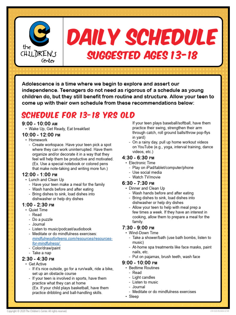 TCC Child Schedule Flyer Age13!18!02 | PDF | Meal