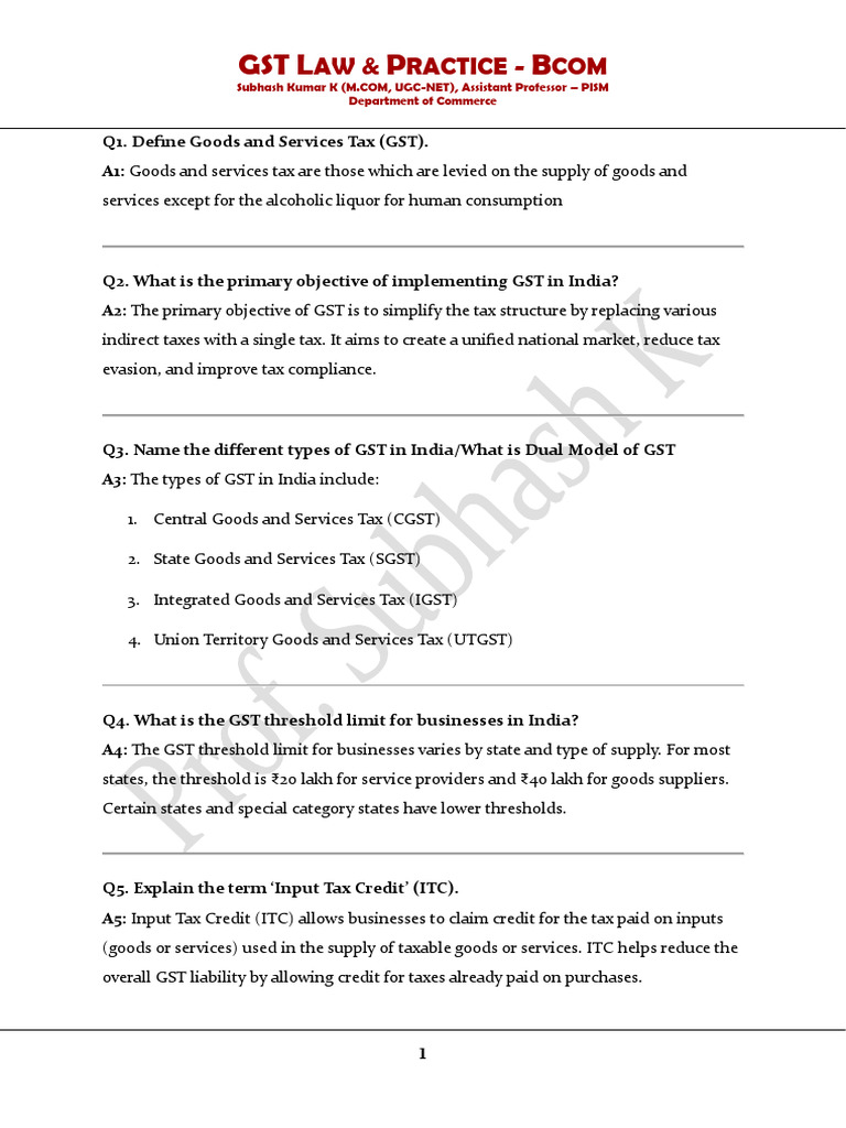 GST Law & Practice Guide BCOM | PDF | Value Added Tax | Taxes