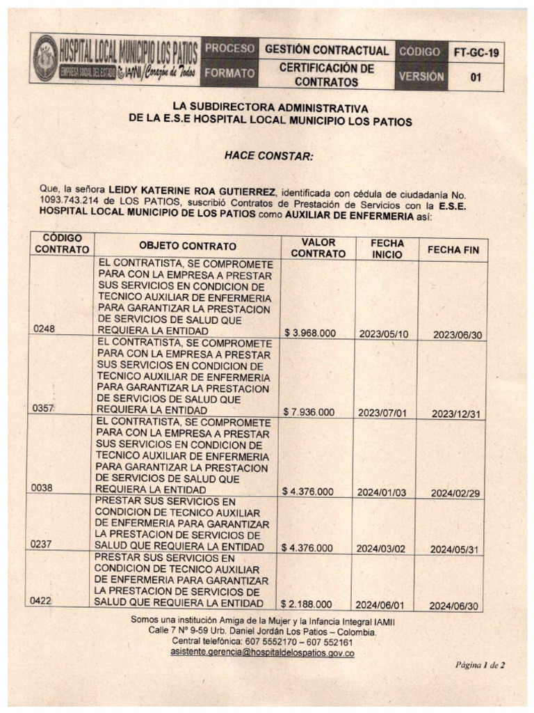 Certificado Leidy Roa | PDF