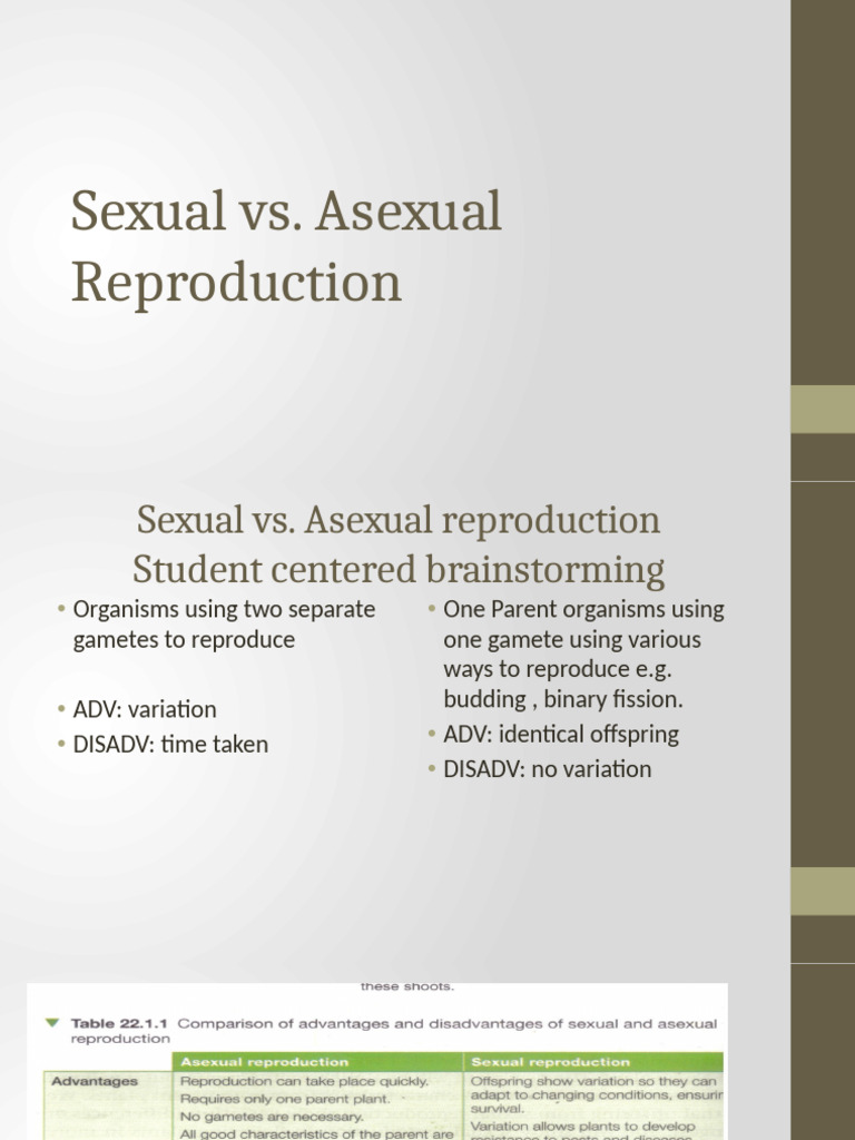 Asexual Vs Sexual Reproduction | PDF | Sexual Reproduction | Plant ...