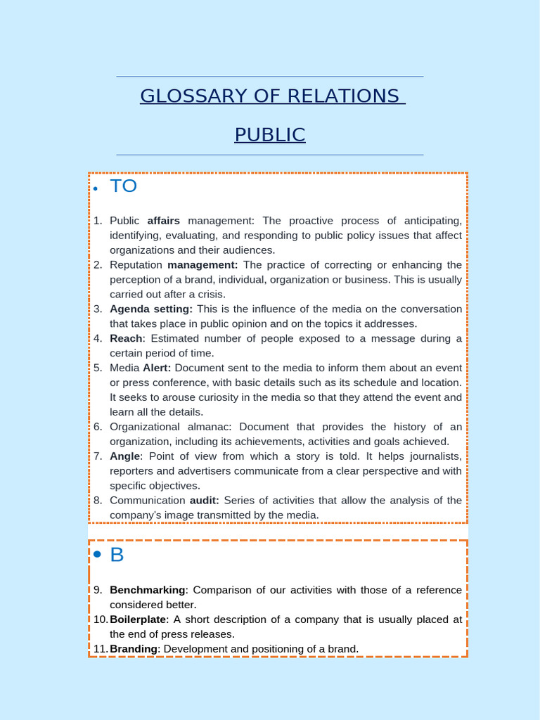 Public Relations Terminology Glossary | PDF | Public Relations | Target ...