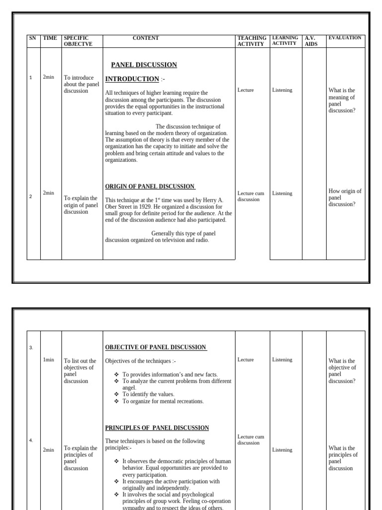 PANEL DISCUSSION | PDF | Lecture | Theory