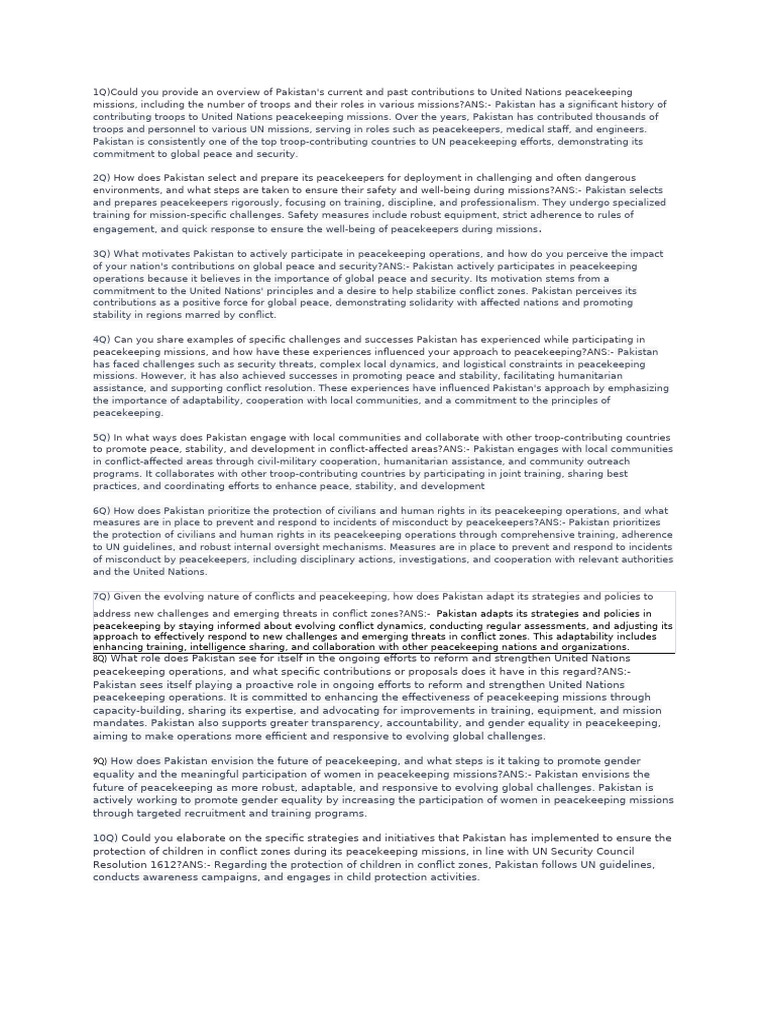 PEACE KEEPING QUESTIONS | PDF | Peacekeeping | United Nations