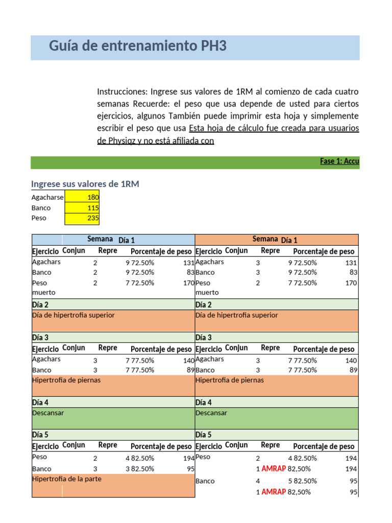 Guía De Entrenamiento Ph3 Rutinas Y Progresiones Pdf Anatomía