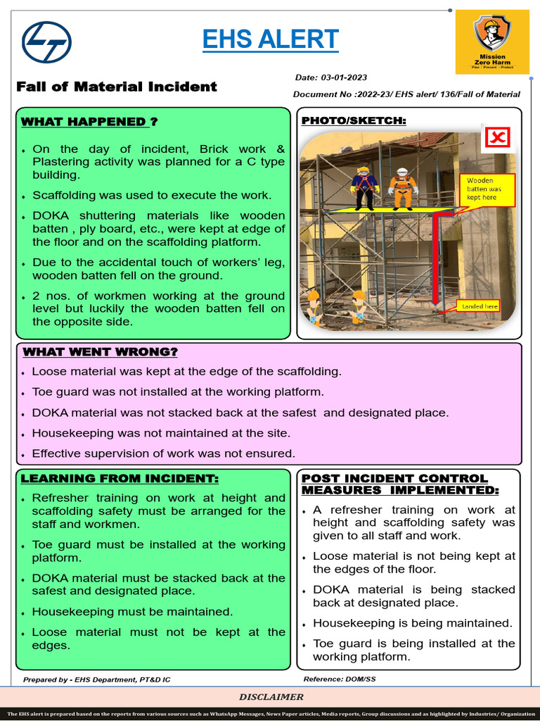 EHS Alert 136 (Fall of Material) | PDF
